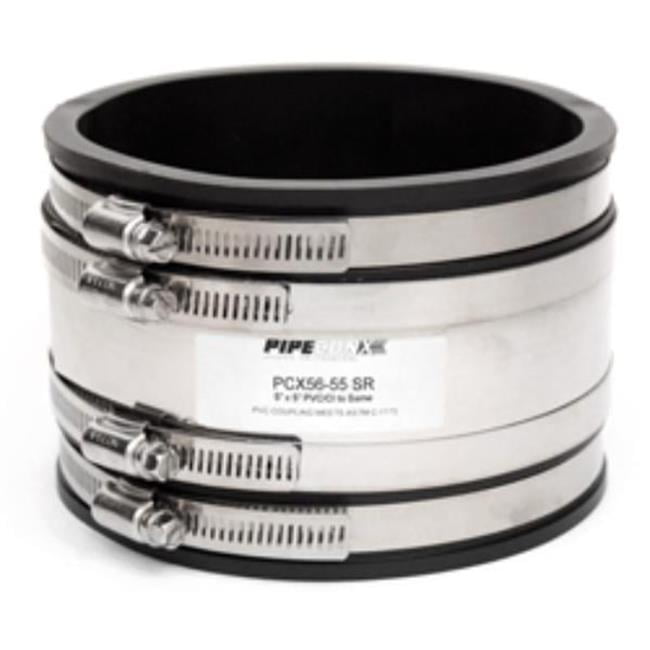 Fernco 4 x 4 in. Rectangle Clay Straight Flexible Coupling Shear Banded ...