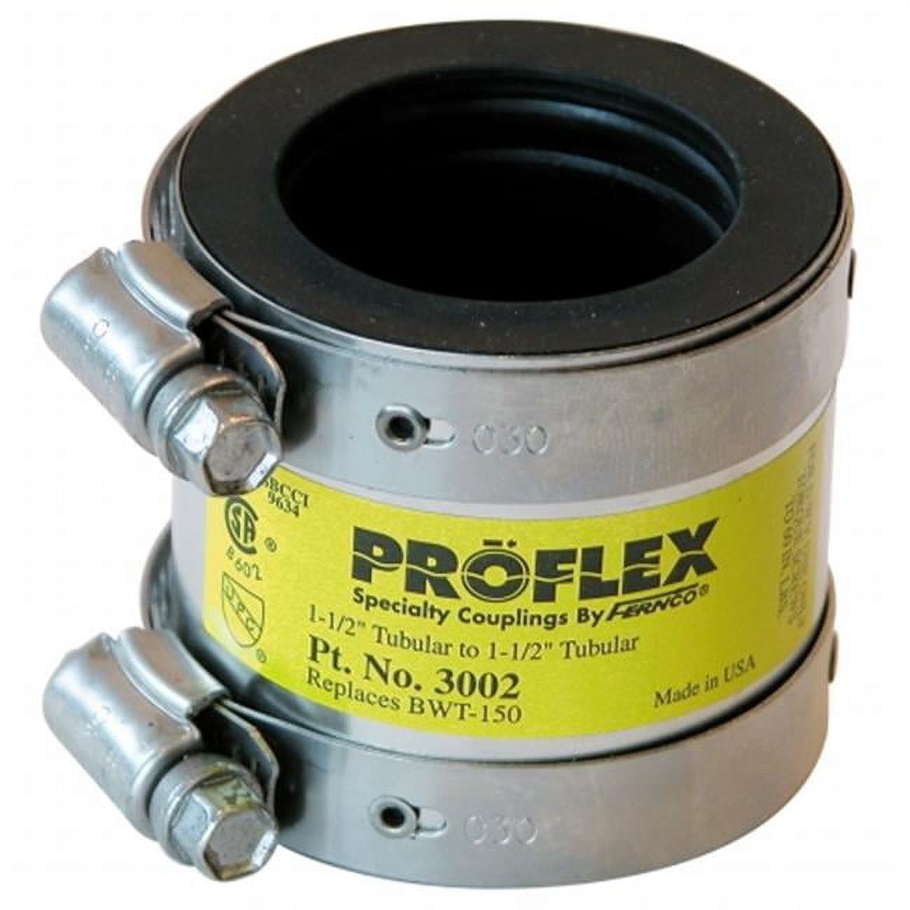 Fernco Inc 3002-215 1.5 in. Proflex Cast Iron PVC Flexible Coupling ...