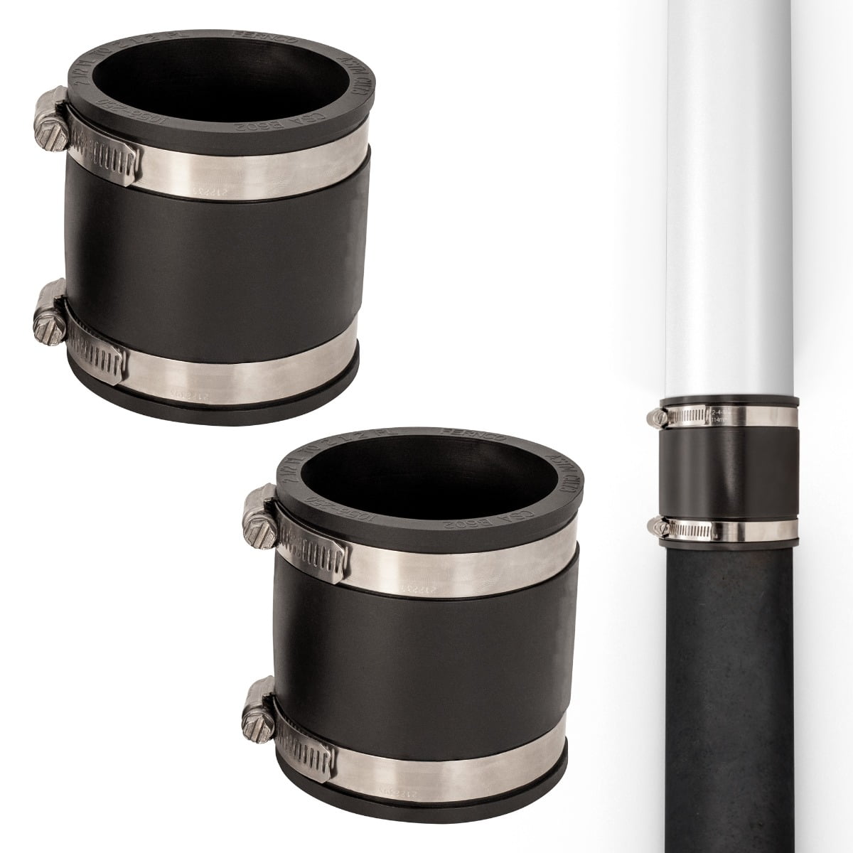 Fernco P1056-250 2.5-in. Cast Iron, Plastic and Steel Pipe Flexible ...