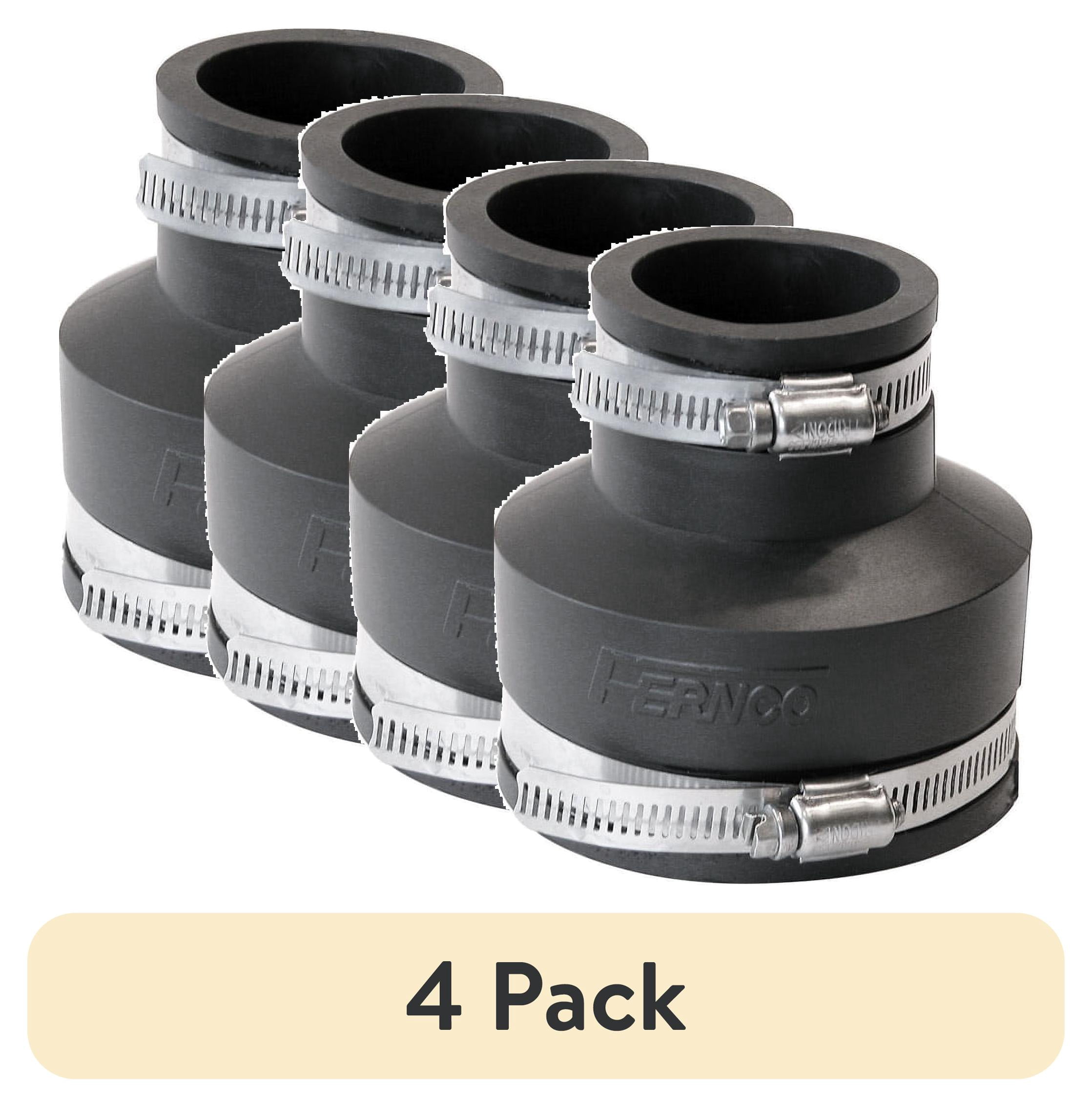 (4 pack) Fernco Schedule 40 3 in. Hub x 1-1/2 in. Dia. Hub PVC Flexible ...