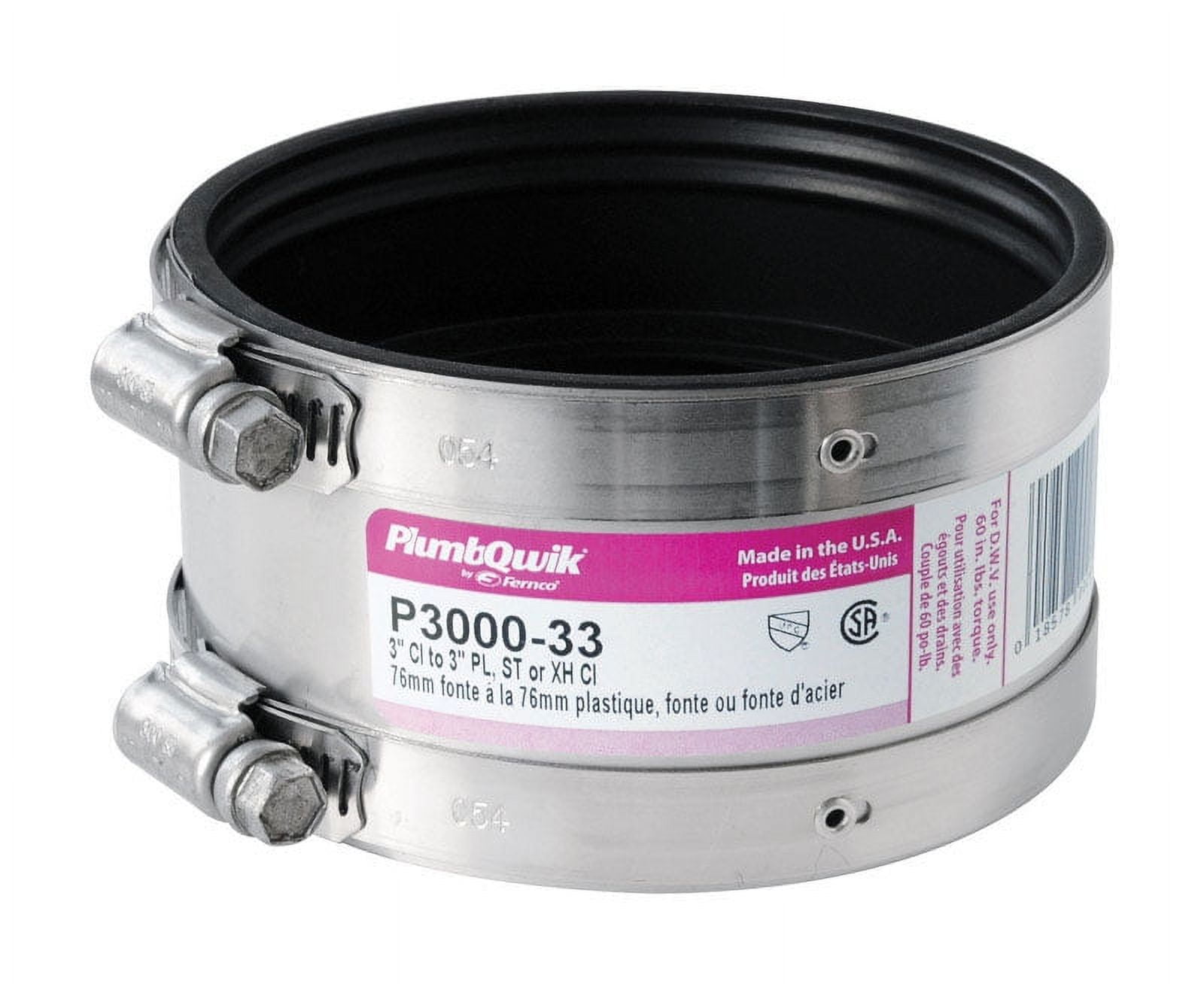 Fernco Schedule 40 3 in. Hub x 3 in. Dia. Neoprene Rubber Shielded ...