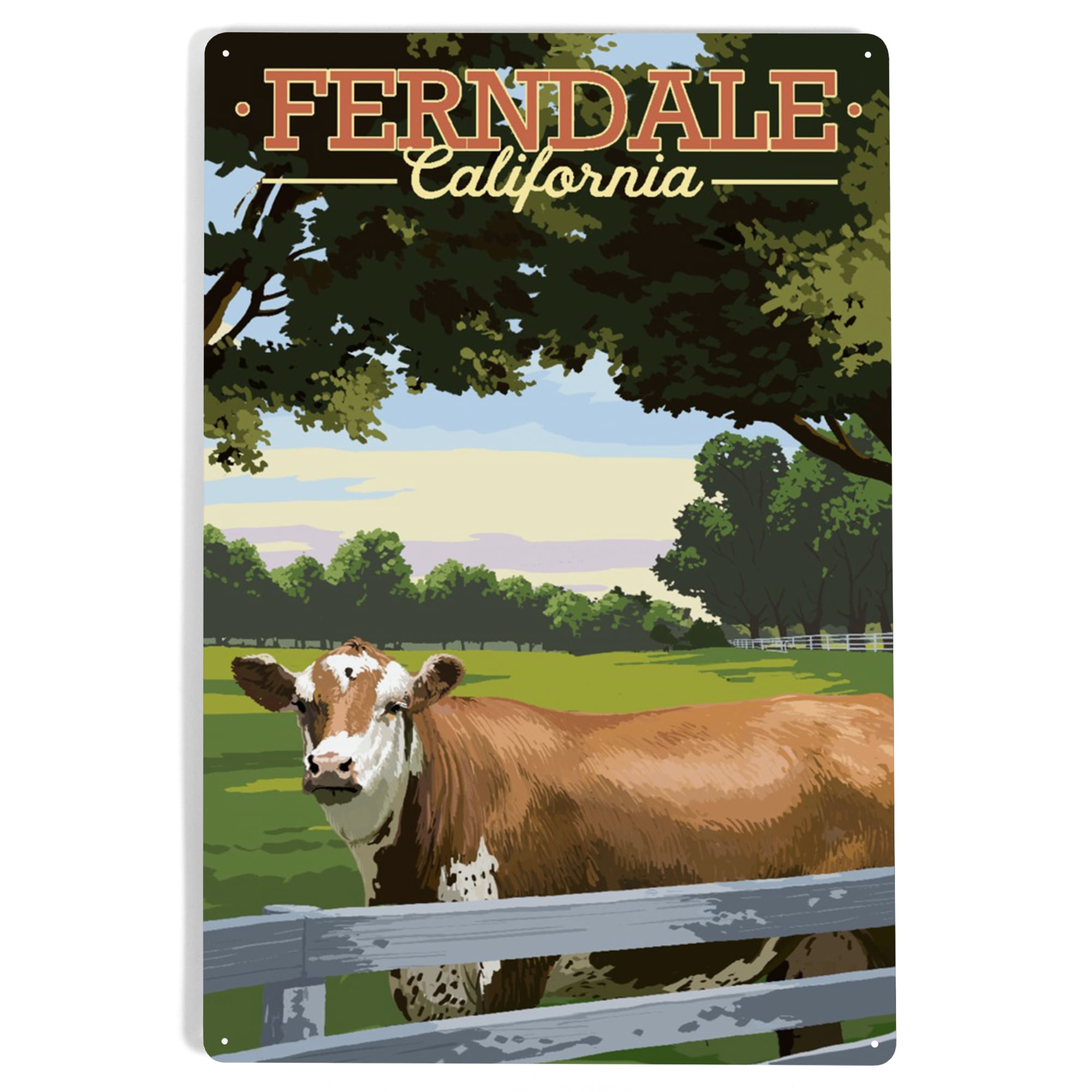 Ferndale, California, Cow in Pasture (12x18 Aluminum Art, Indoor ...