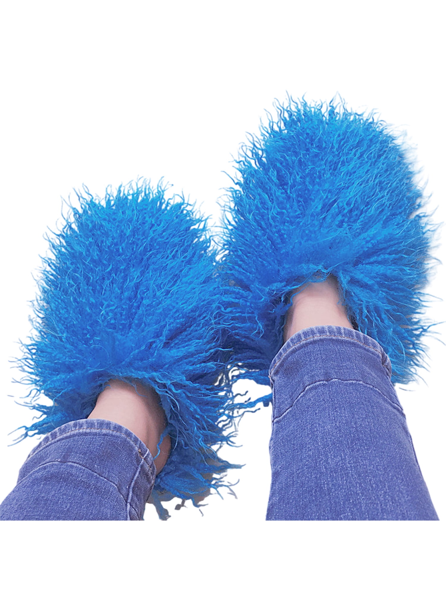 Ferndule Mens Womens Warm Shoes Fluffy Slipper Socks Plush Lined ...