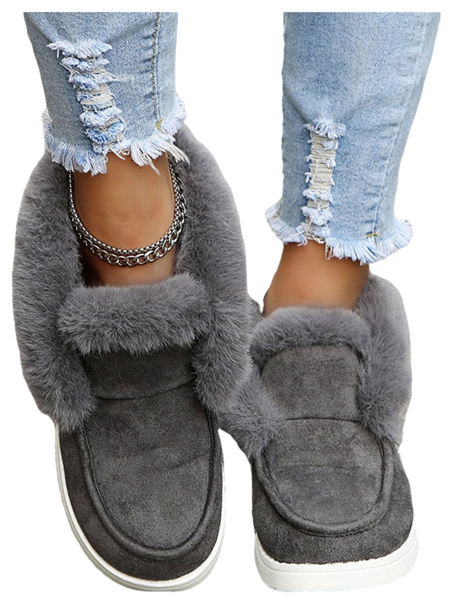 Ferndule Womens House Slippers Slip On Faux Plush Lined Indoor ...