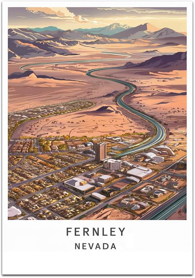 Fernley Map Retro Style Travel Canvas, Fernley Map Vintage Rustic ...