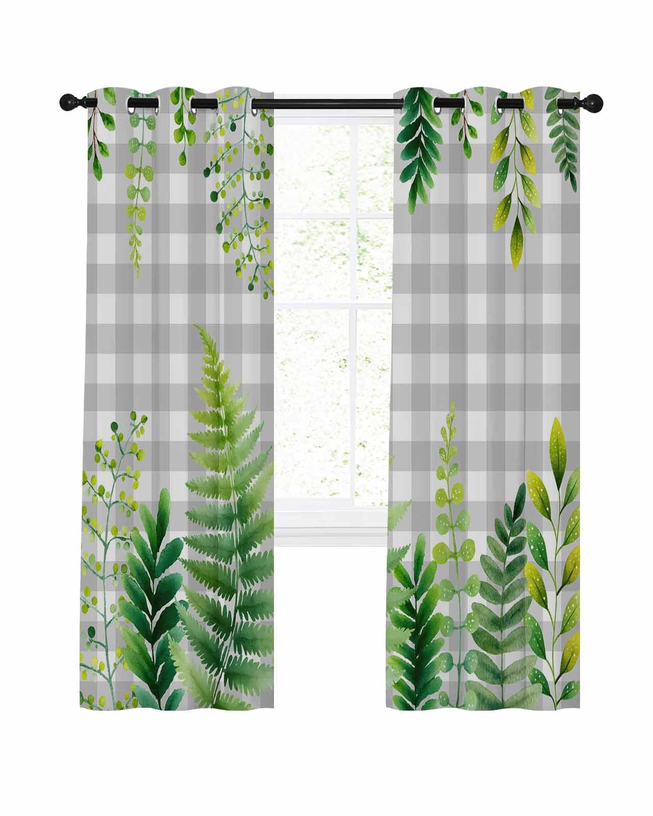 Ferns Leaf Blackout Curtains 84 Inch Length Spring Sage Green Leaves ...