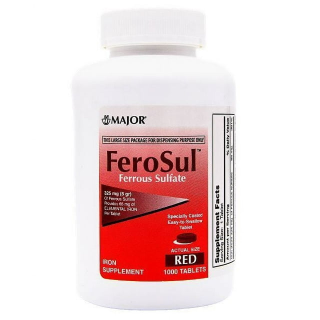 FeroSul Ferrous Sulfate Iron Supplement 325 mg - 1000 Tablets - Walmart.com