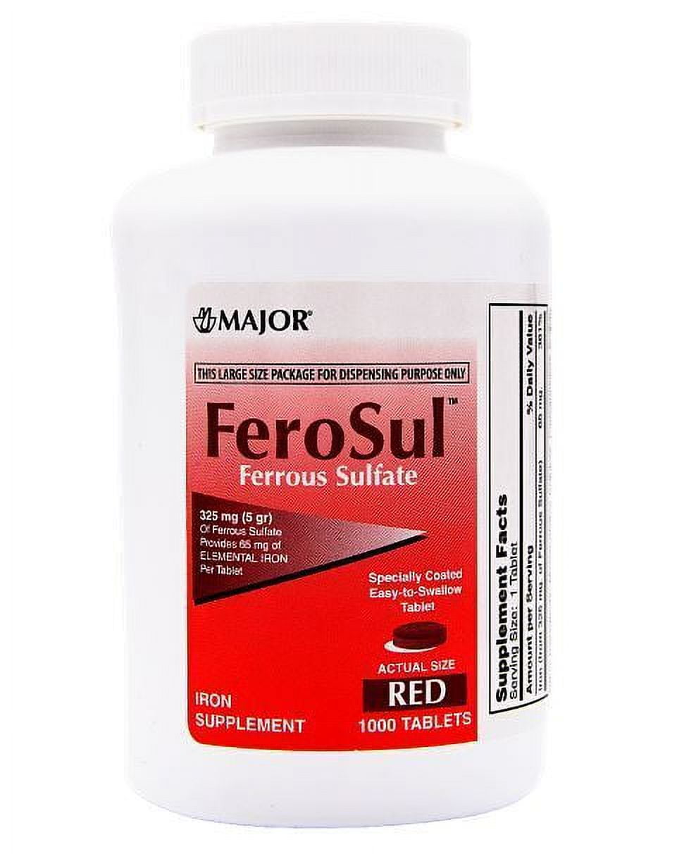 FeroSul Ferrous Sulfate Iron Supplement 325 mg - 1000 Tablets - Walmart.com