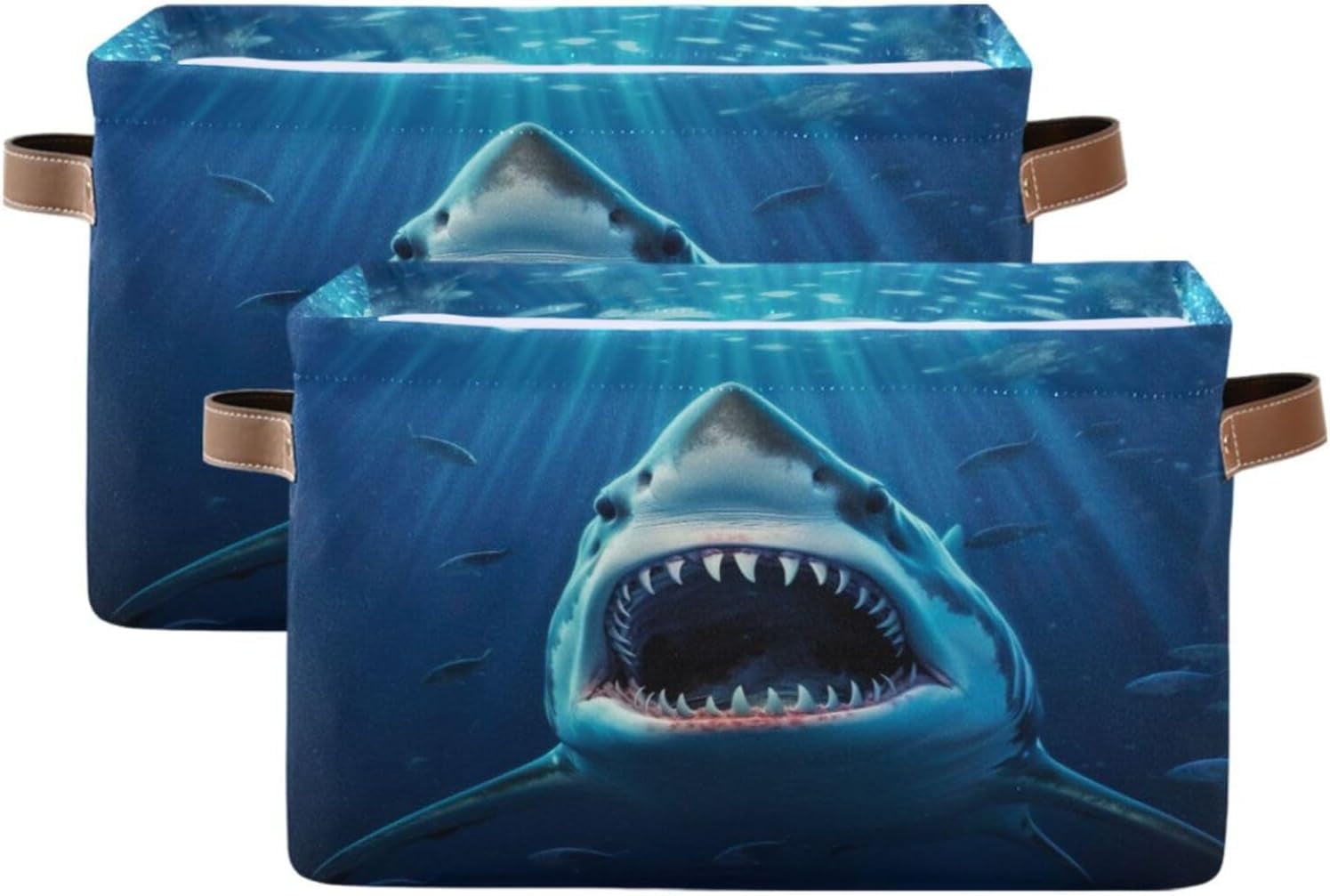 Ferocious Shark Foldable Storage Basket for Shelves, Collapsible Sturdy ...