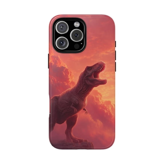 Ferocious T-Rex Dinosaur Roaring Red Sky Scene Phone Case for iPhone 11 ...