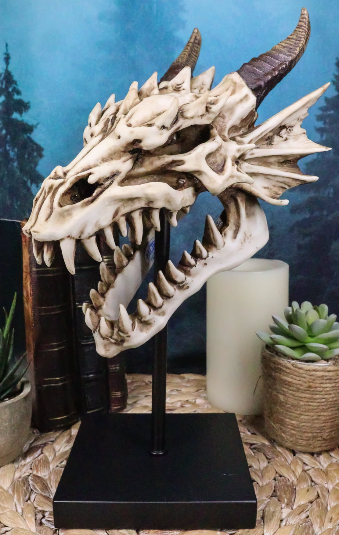 Ferocious Terra Bone Dragon Head Skull On Museum Pole Stand Display ...