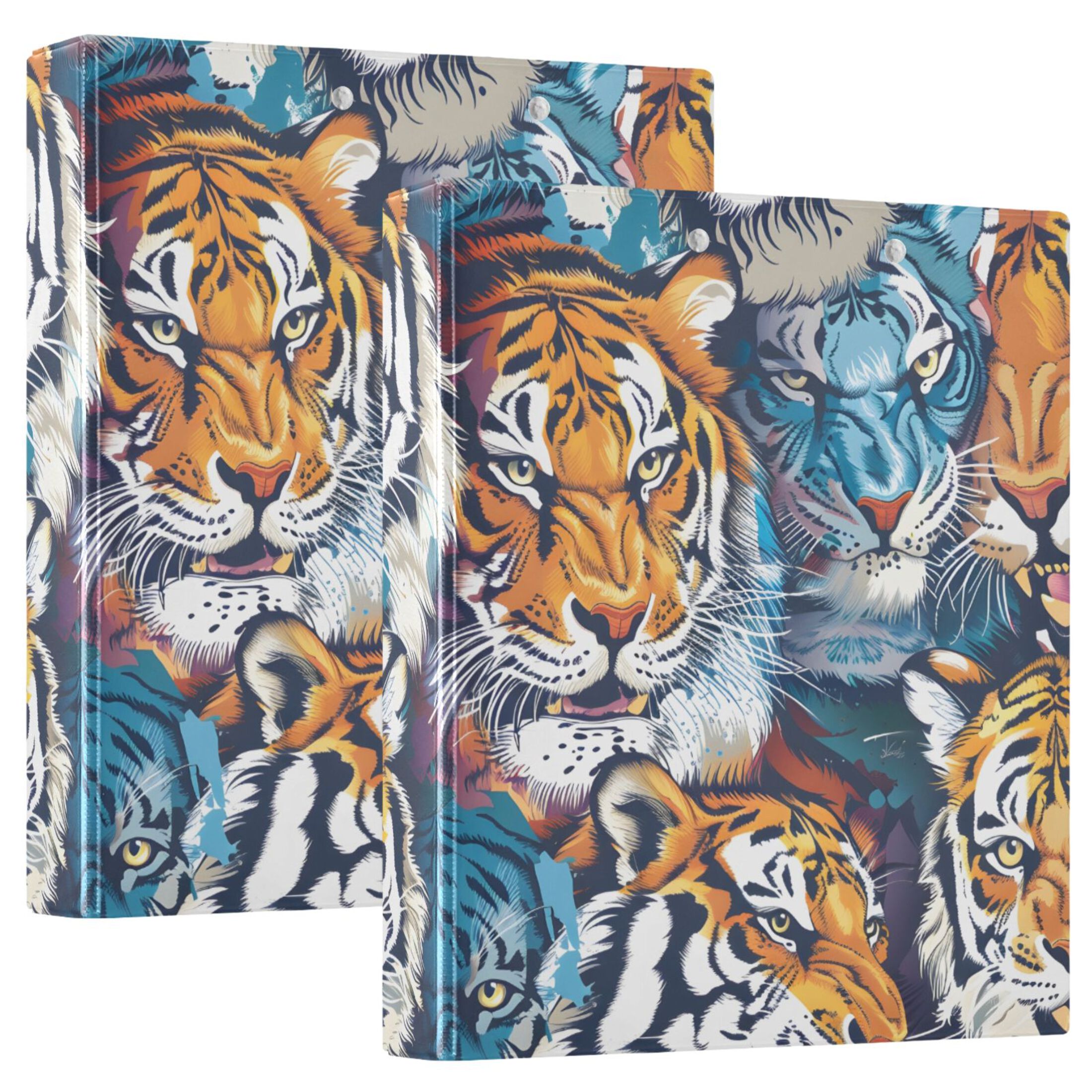 Ferocious Tiger Face 3 Ring Hardcover Binders 1.5" Round Rings for ...