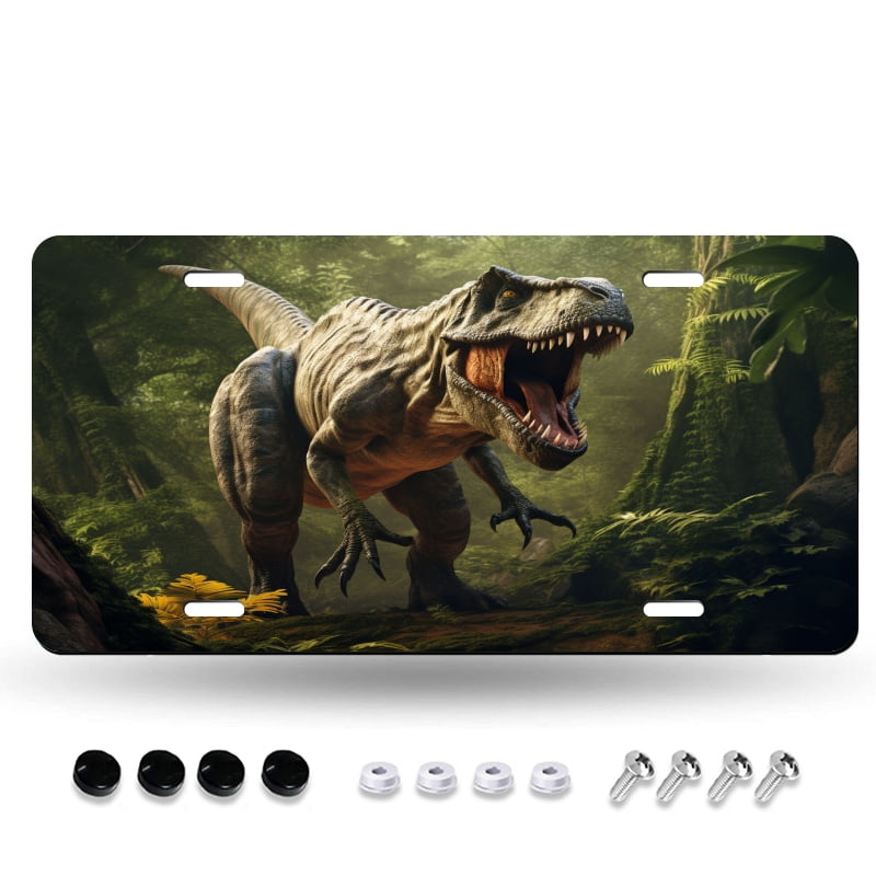 Ferocious Tyrannosaurus Rex Roaring in The Lush Prehistoric Jungle ...