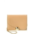 Ferragamo Asymmetrical Flap Leather Compact Wallet On Chain, Brown ...