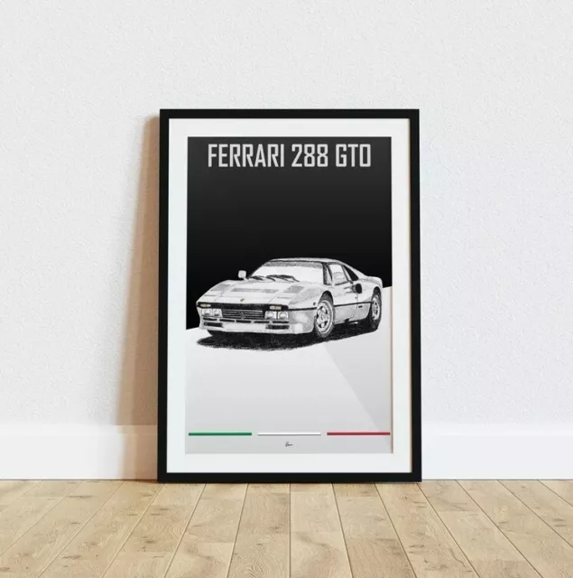 Ferrari 288 Gto Poster White 1980S Classic Supercars Wall Art NO FRAMED ...