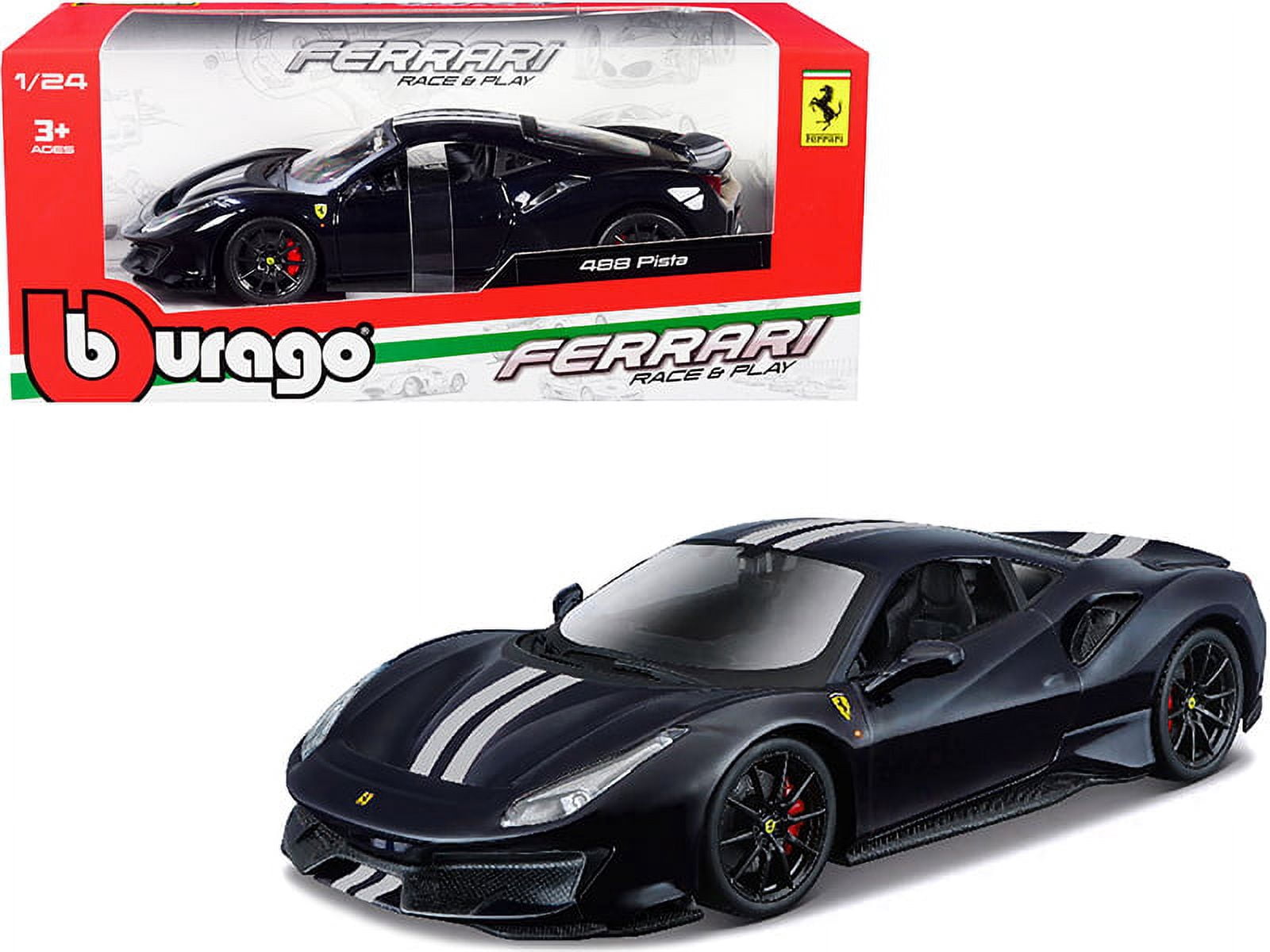 Ferrari 488 Pista Dark Blue Metallic with Silver Stripes 1/24 Diecast ...