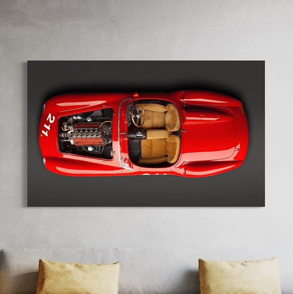 Ferrari 625 Spider Canvas Wall Art | Red Sports Car Motivation Poster ...