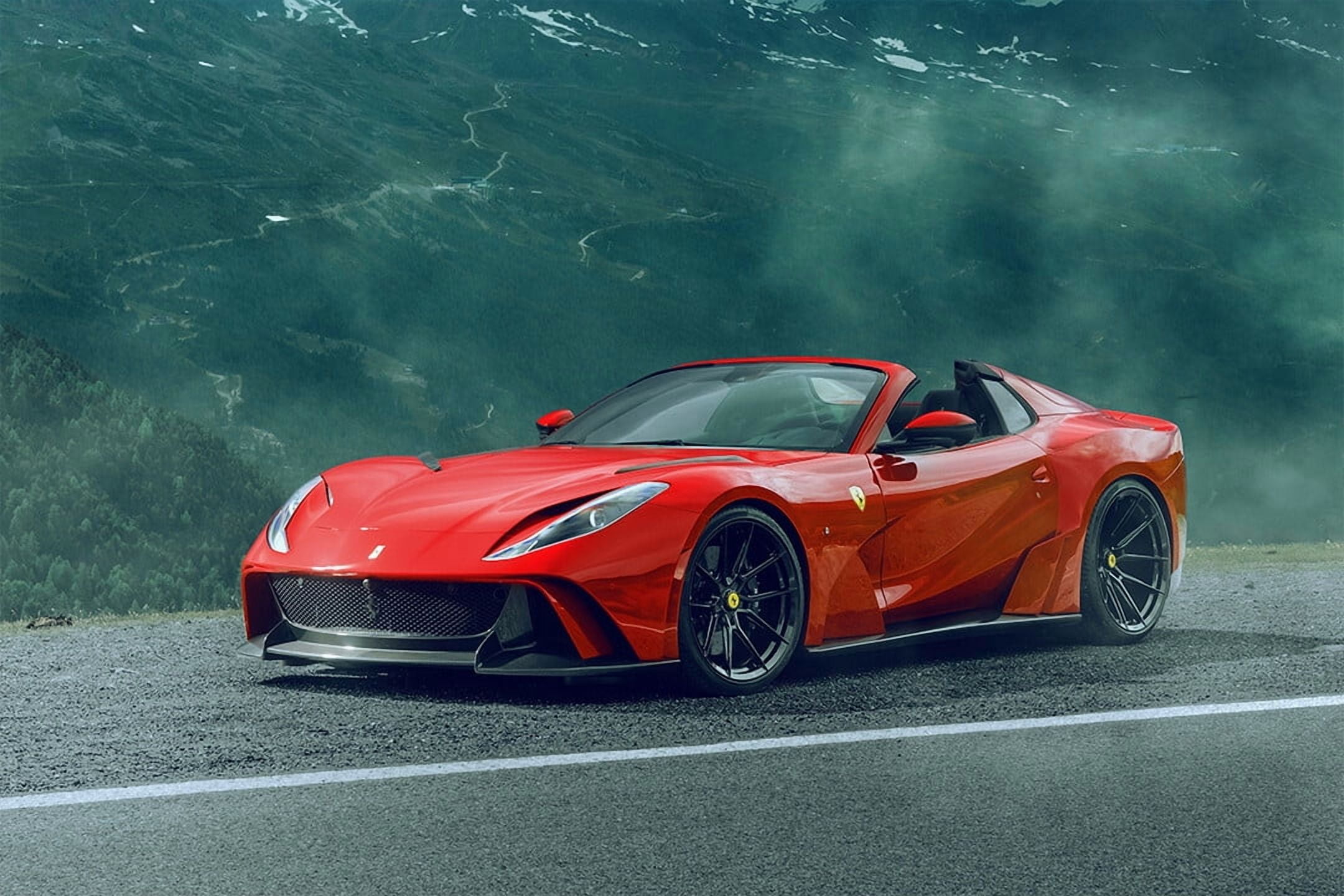 Ferrari 812 GTS N-Largo Red Car Art Wall Decor - 20x30 Inch Laminated ...