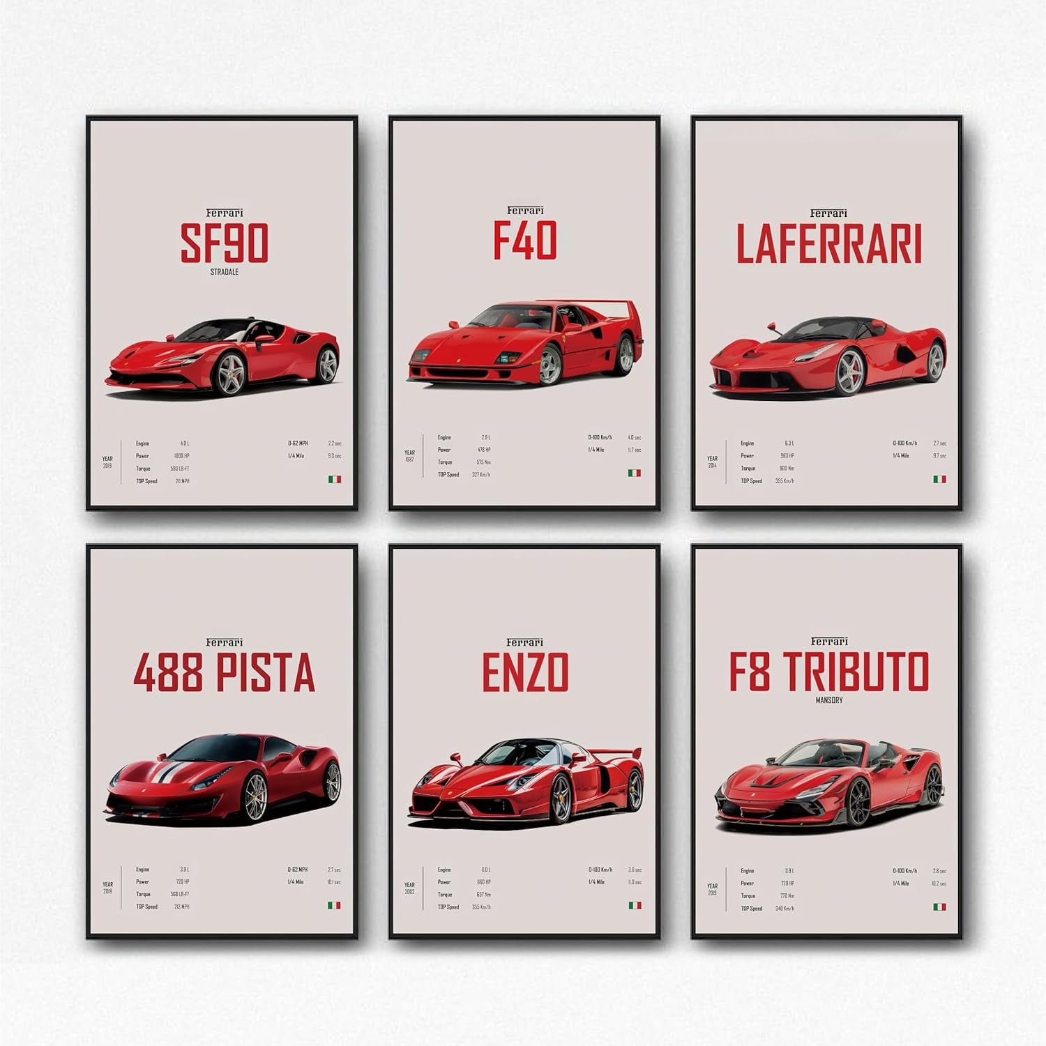 Ferrari Canvas Poster LaFerrari F40 Posters Racing Car Canvas Wall Art ...
