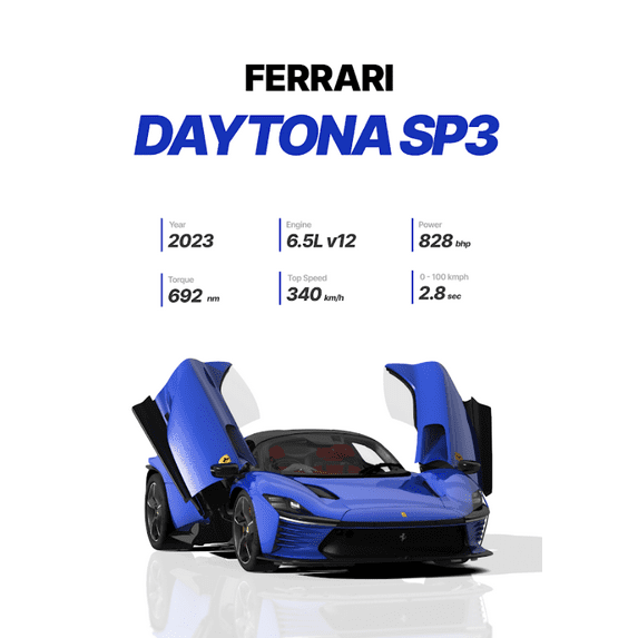 Ferrari Daytona SP3 24x36 Poster - Hypercar, Exclusive Design, High ...