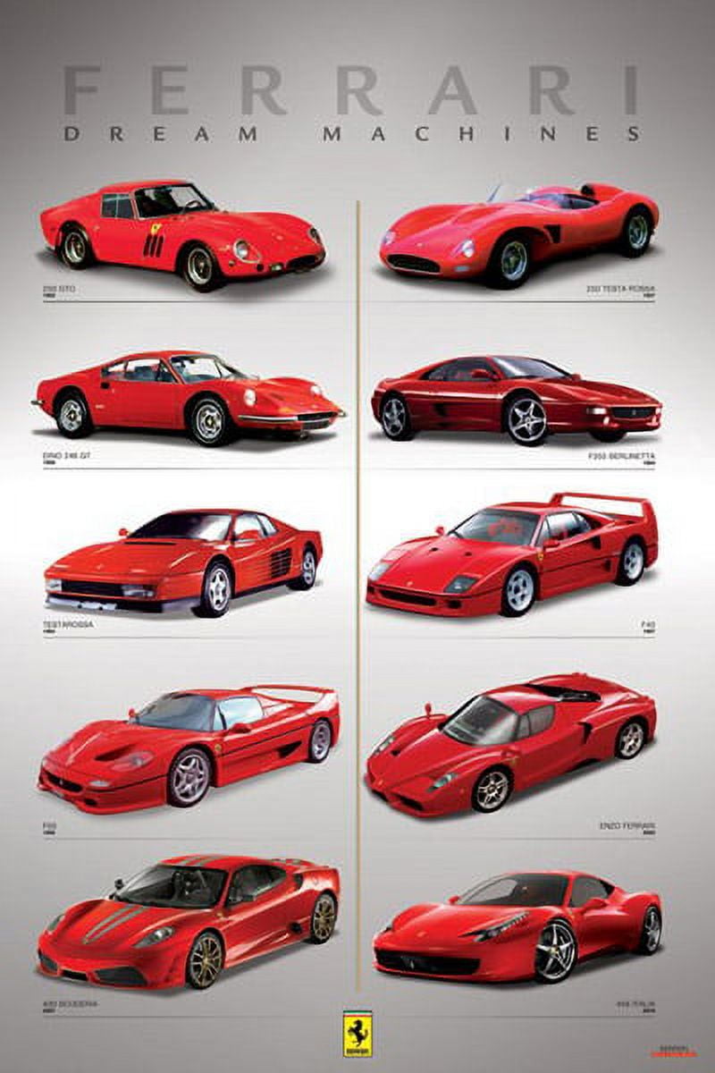 Rolled Poster Ferrari Dream Machines 24" x 36" Framed Poster - Walmart.com