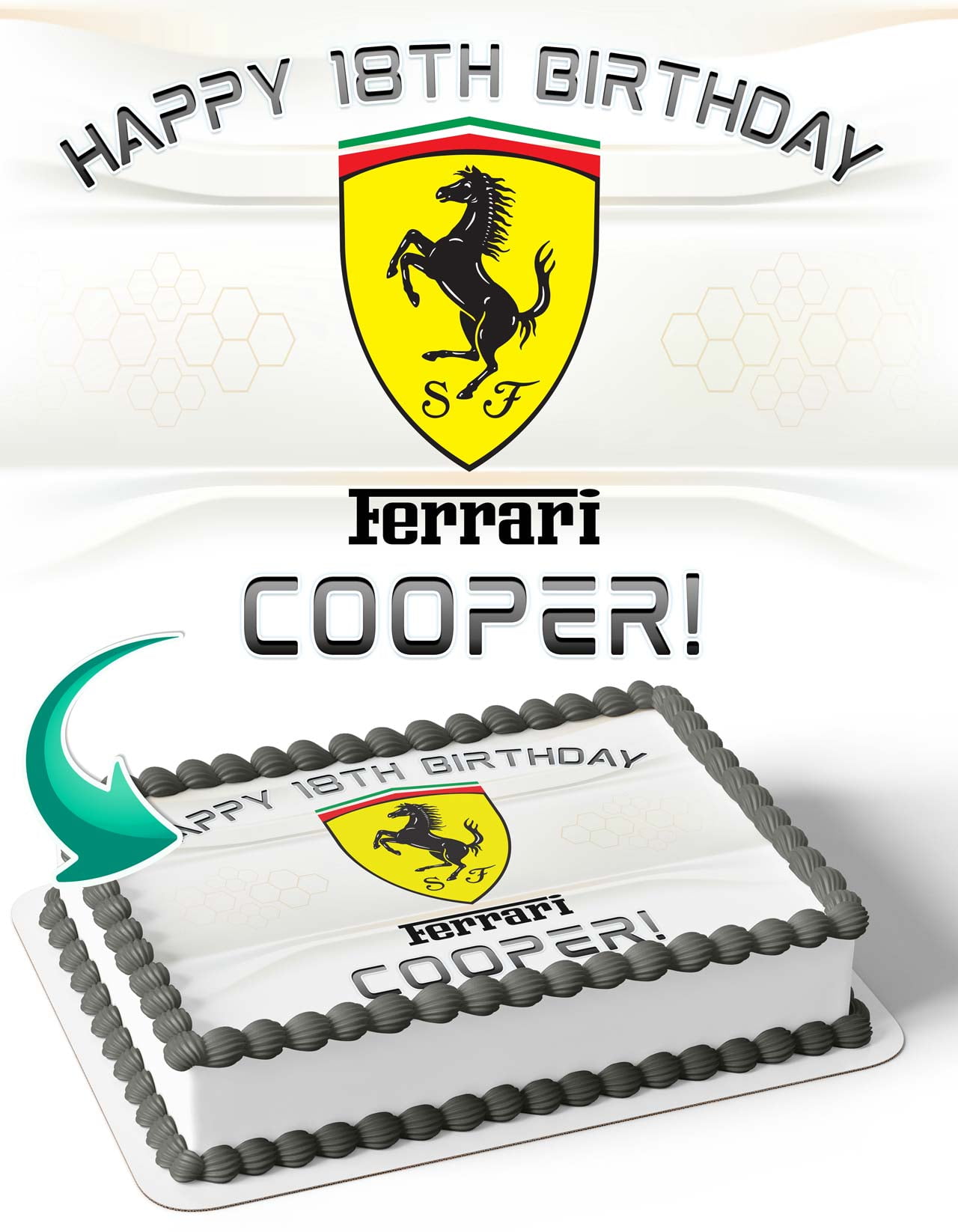 Ferrari Edible Image Cake Topper Personalized Birthday Sheet Decal ...