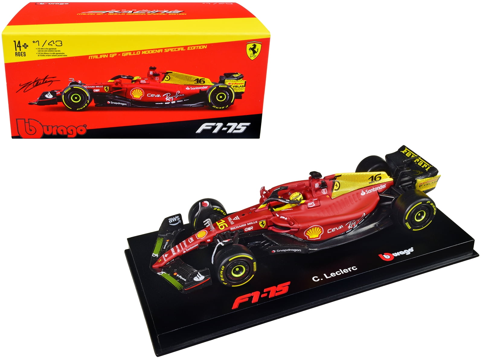Ferrari F1-75 #16 Charles Leclerc "Giallo Modena" 2nd Place Formula One ...