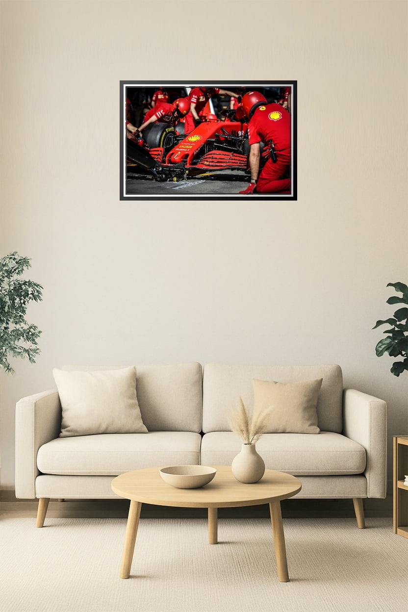 Ferrari F1 Pit Stop Poster – High-Speed Formula 1 Action Wall Art ...