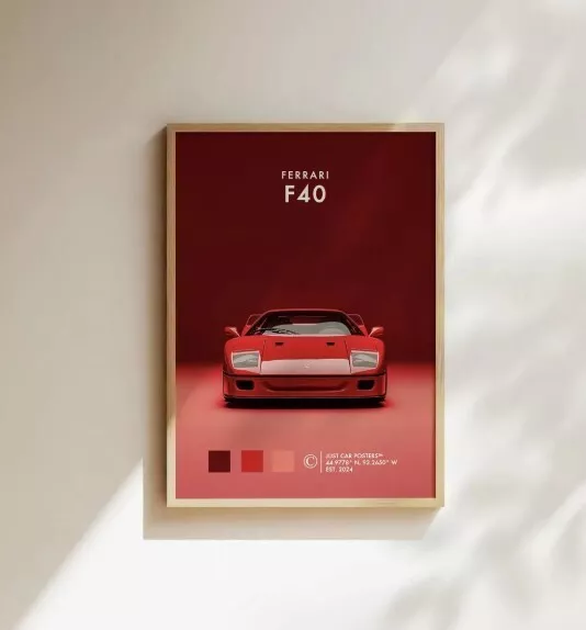 Ferrari F40 Poster, Sports Car Poster, Ferrari F40 Wall Art, Ferrari ...