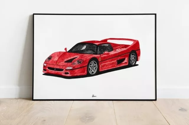 Ferrari F50 Print 1990S Classic Supercars Wall Art NO FRAMED POSTER ...