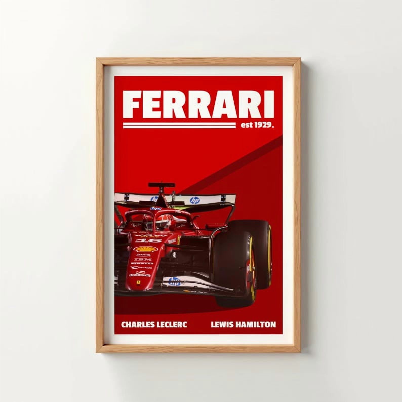 Ferrari Formula 1 Racing Poster, Red Open-Wheel Race Car Wall Art ...