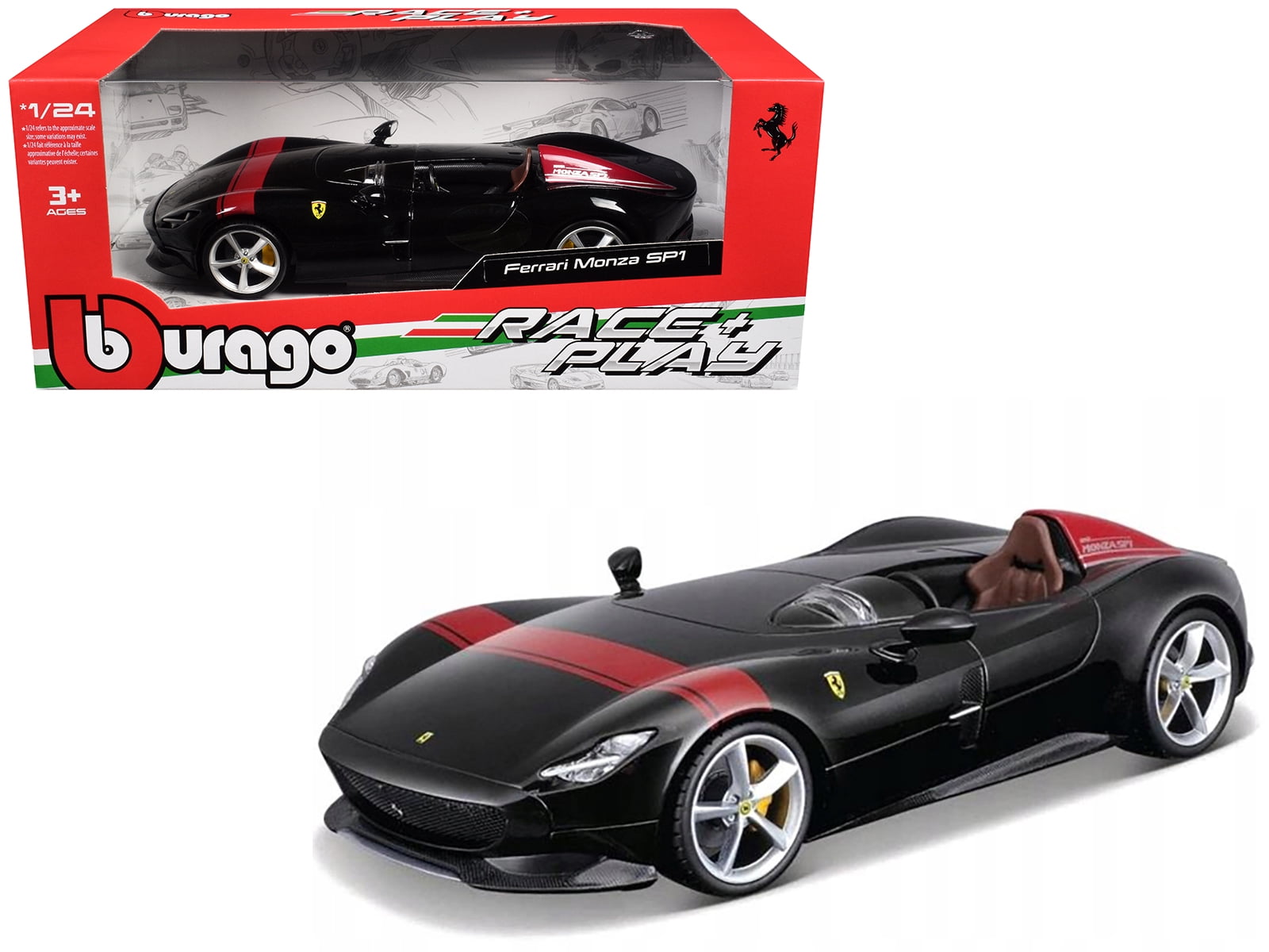 Ferrari Monza SP1 Black Metallic with Red Stripes "Race & Play" Series ...