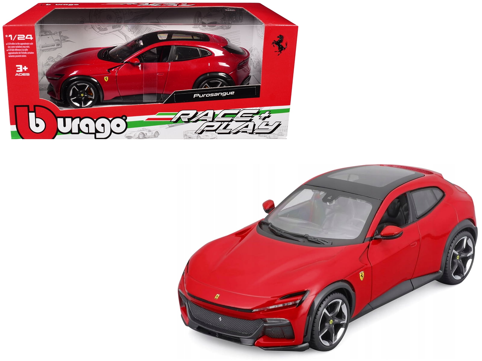 Ferrari Purosangue Red with Sunroof "Race + Play" Series 1/24 Diecast ...