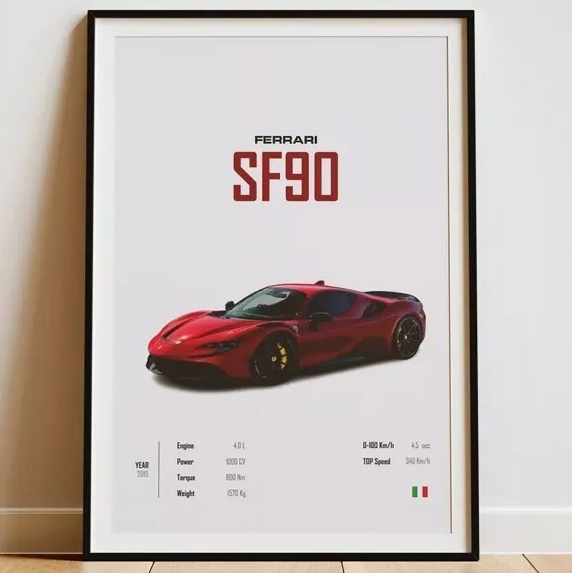 Ferrari Sf90 Poster - Ferrari Sf90 Print - Car Print - Car Wall Art NO ...