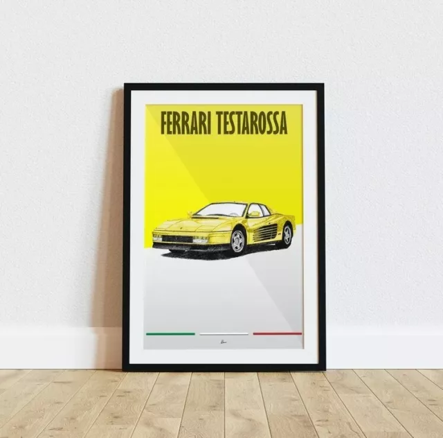 Ferrari Testarossa Poster Yellow 1980S Classic Supercars Wall Art NO ...