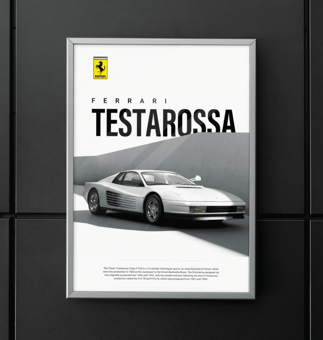 Ferrari Testarossa car poster 24x36 8k 599 f8 roadster 488 f50 italy ...