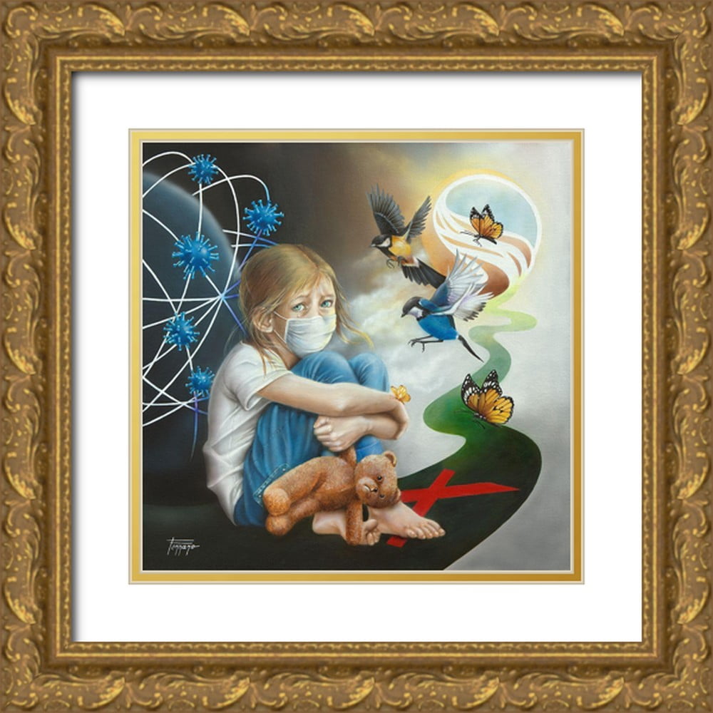 Ferraro 12x12 Gold Ornate Wood Framed with Double Matting Museum Art ...