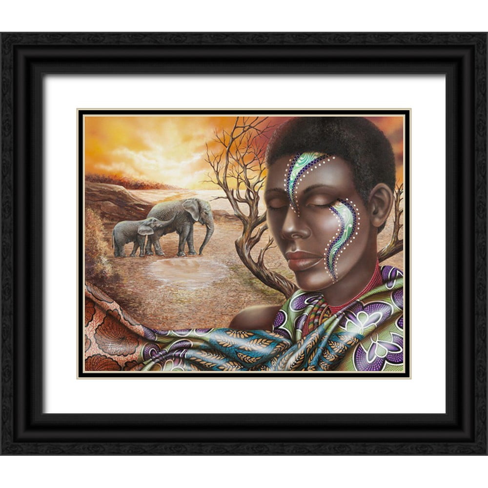 Ferraro 18x15 Black Ornate Wood Framed with Double Matting Museum Art ...