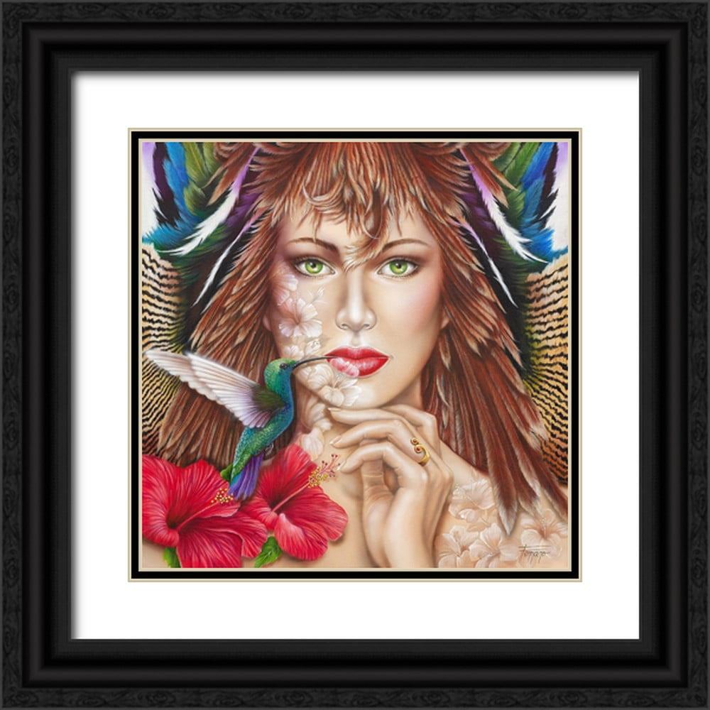 Ferraro 26x26 Black Ornate Wood Framed with Double Matting Museum Art ...