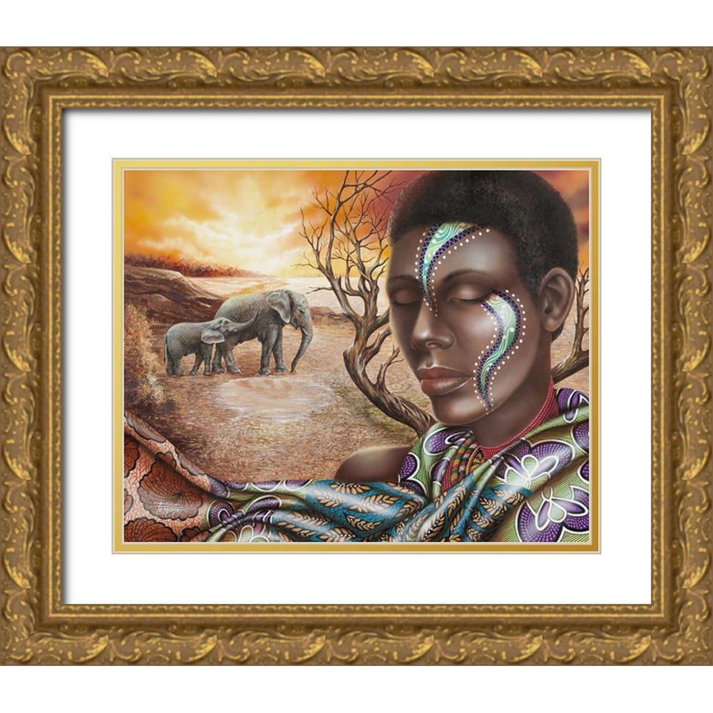 Ferraro 32x26 Gold Ornate Wood Framed with Double Matting Museum Art ...