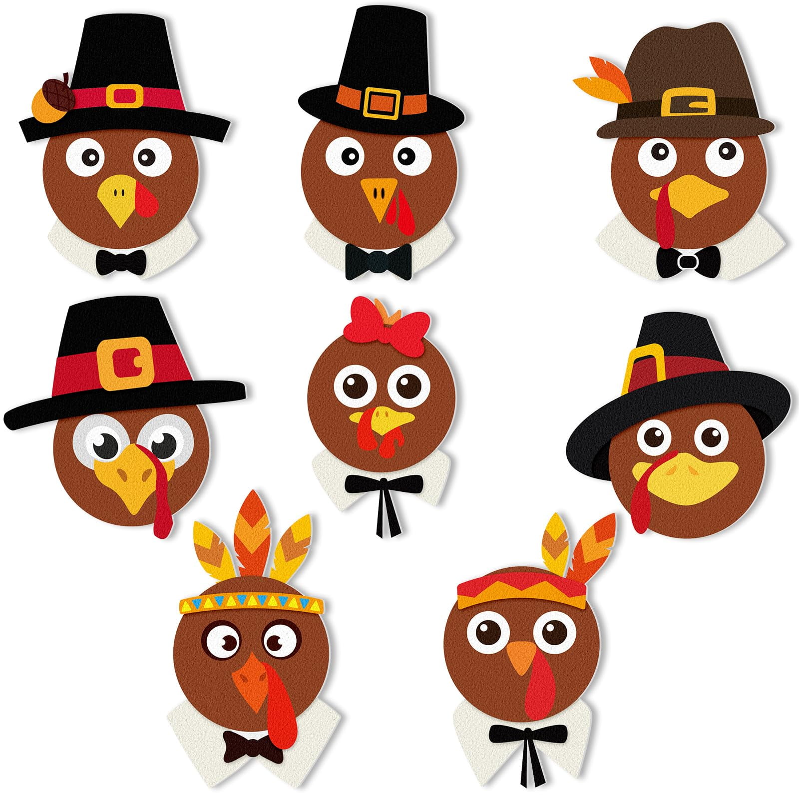 Ferraycle 16 Pcs Thanksgiving Crafts for Kids Thanksgiving Turkey Head ...