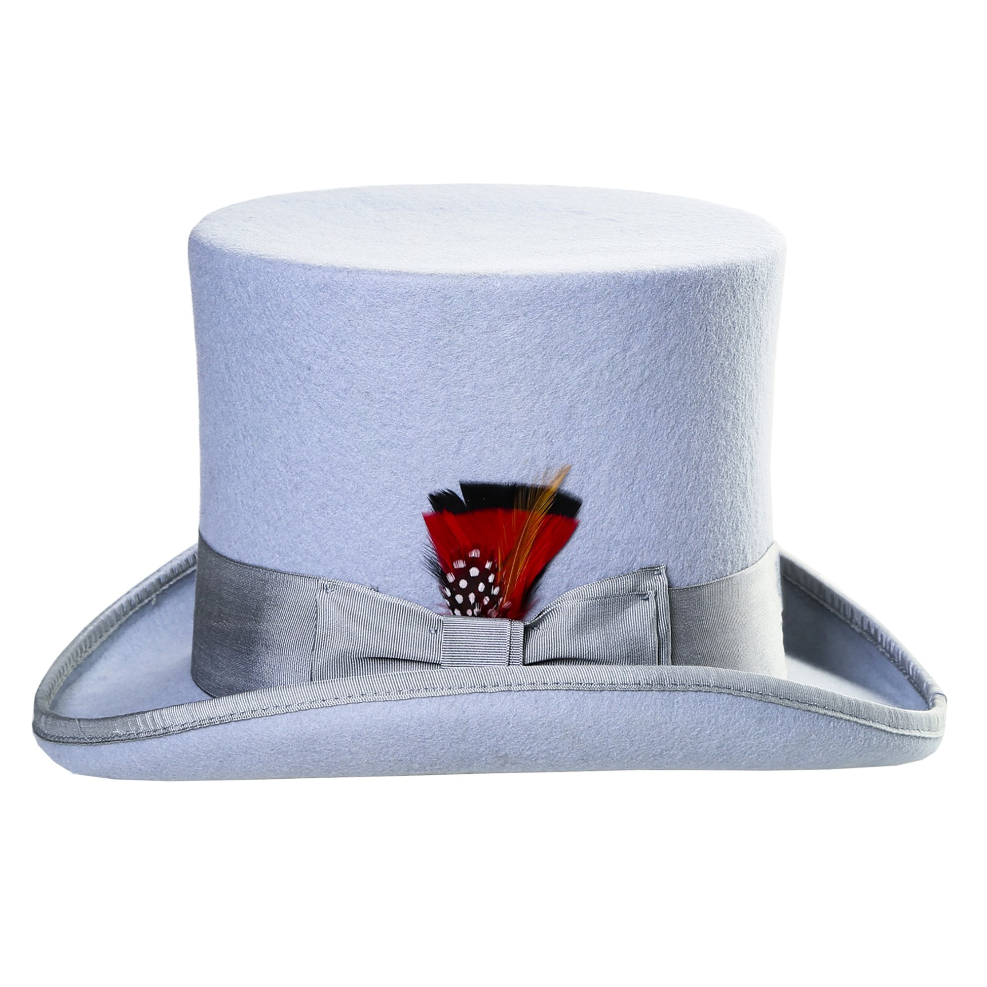 Ferrecci Satin Lined Sky Blue Wool Top Hat with Grosgrain Ribbon and ...
