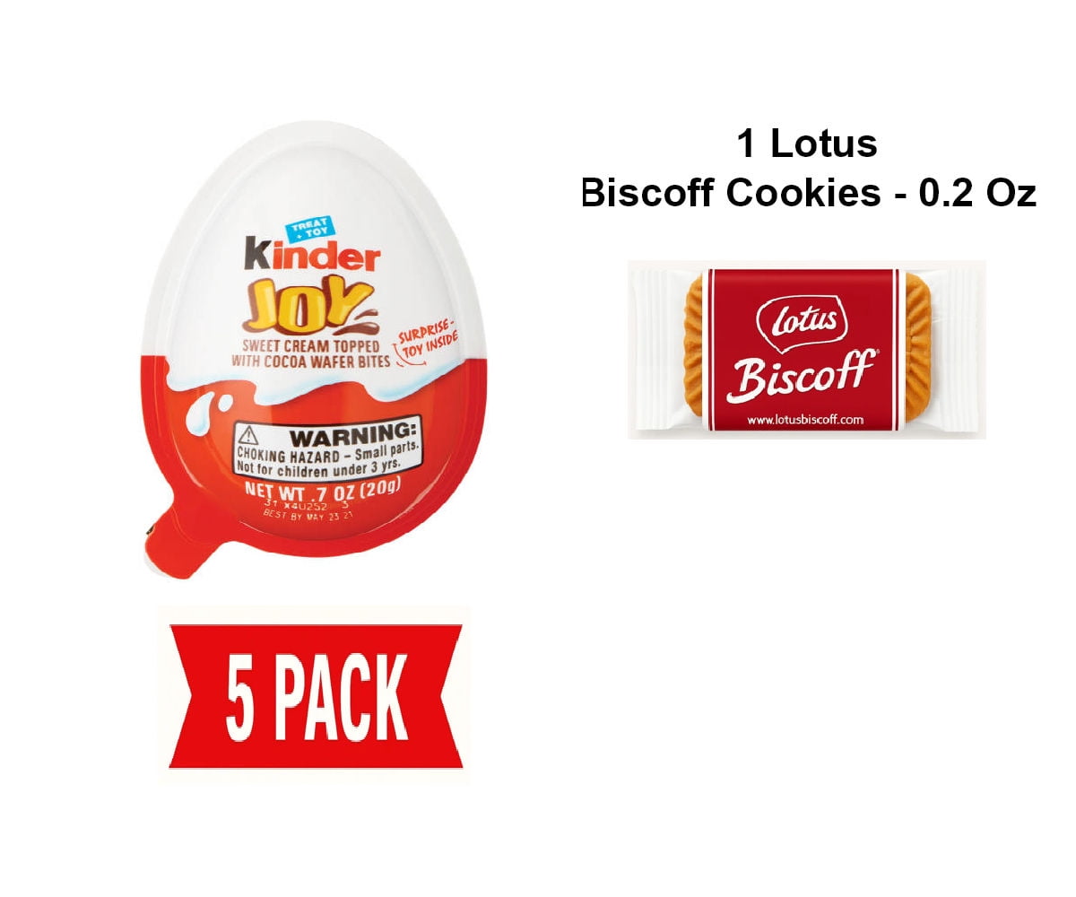 Ferrero Kinder Joy Egg, 0.7 oz - Pack of 5 & Lotus Biscoff Cookie - 0.2 ...