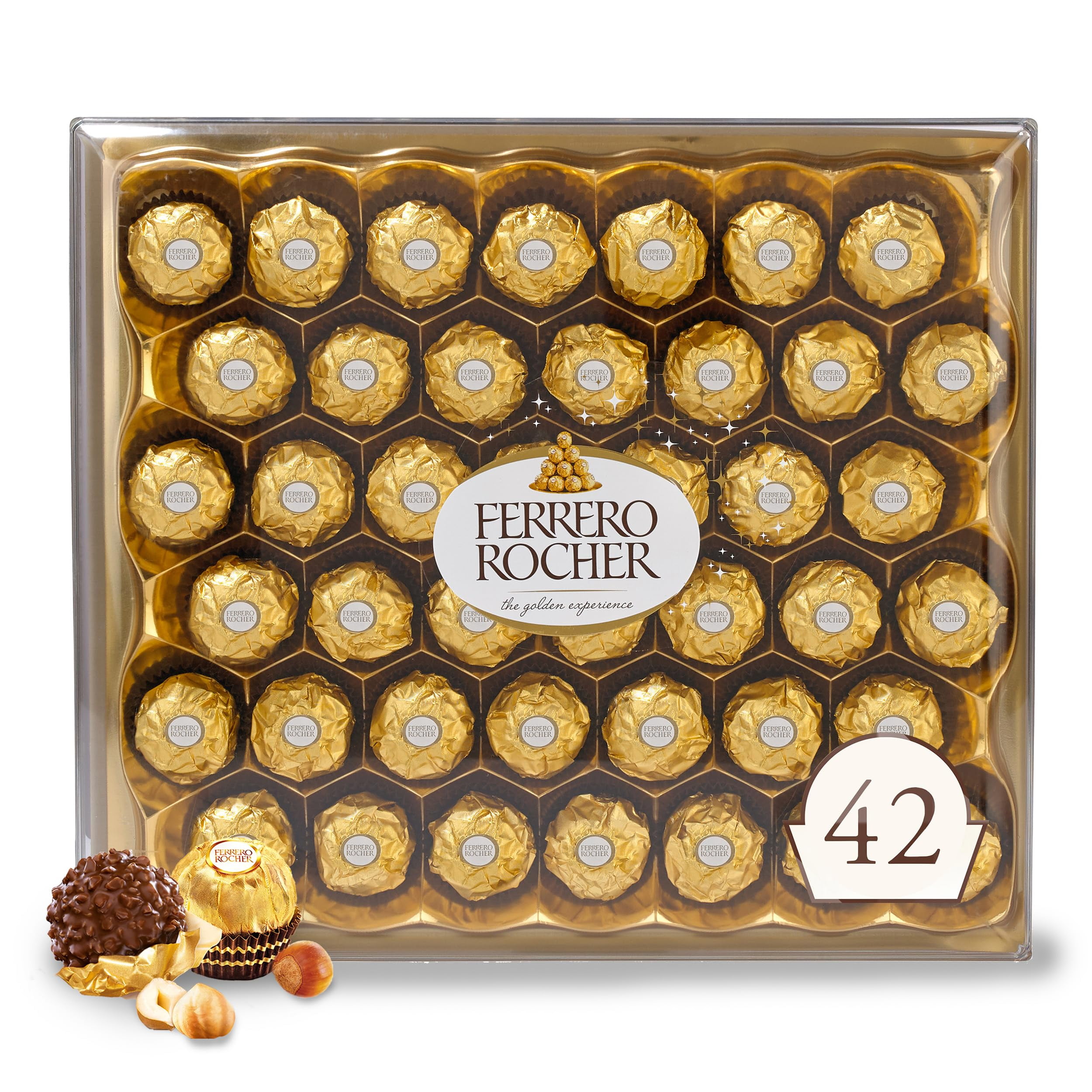 Ferrero Rocher, 42 Count, BCF26 Premium Milk Chocolate Hazelnut ...