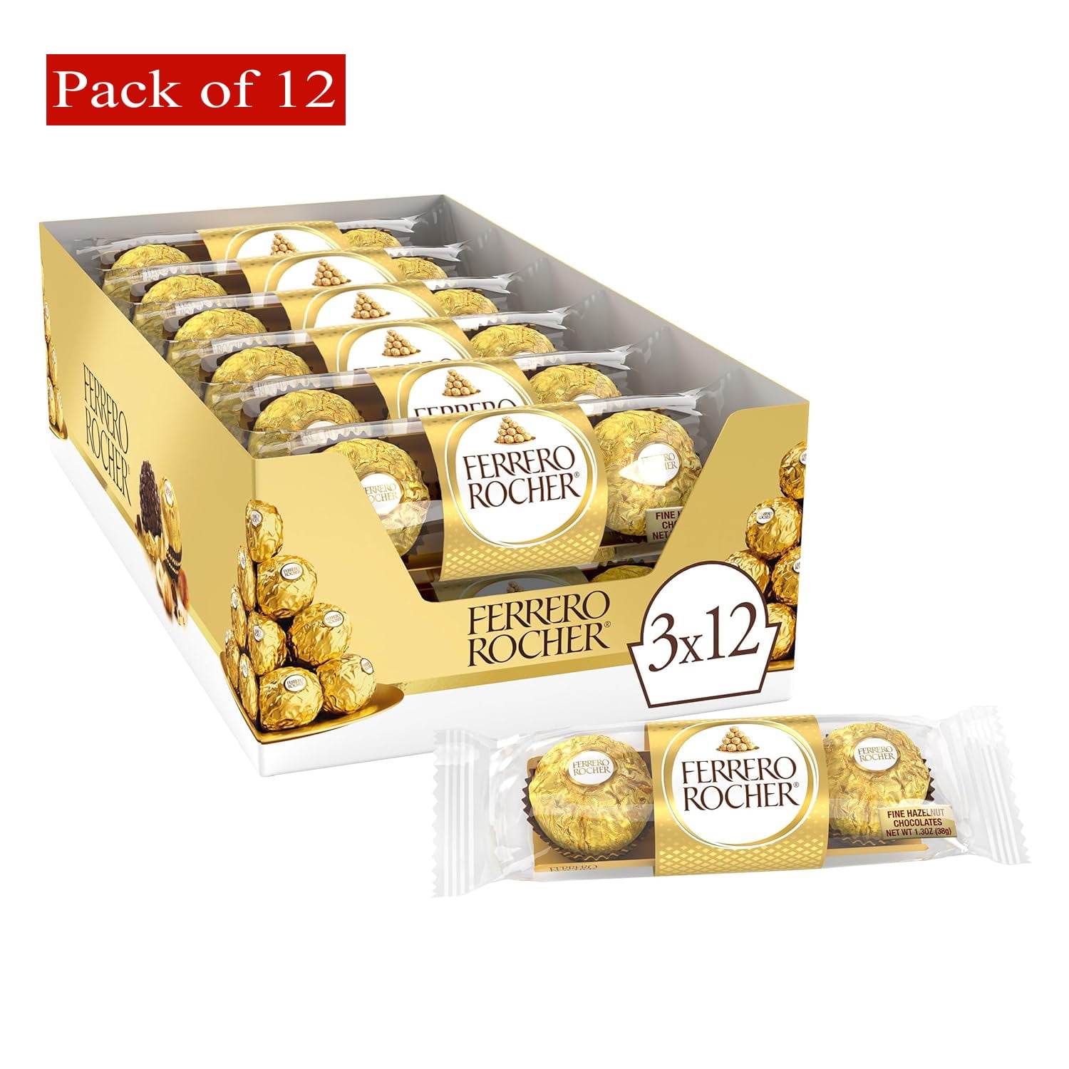 Ferrero Rocher Milk Chocolate Candy Gifts, Hazelnut Filled Chocolates ...