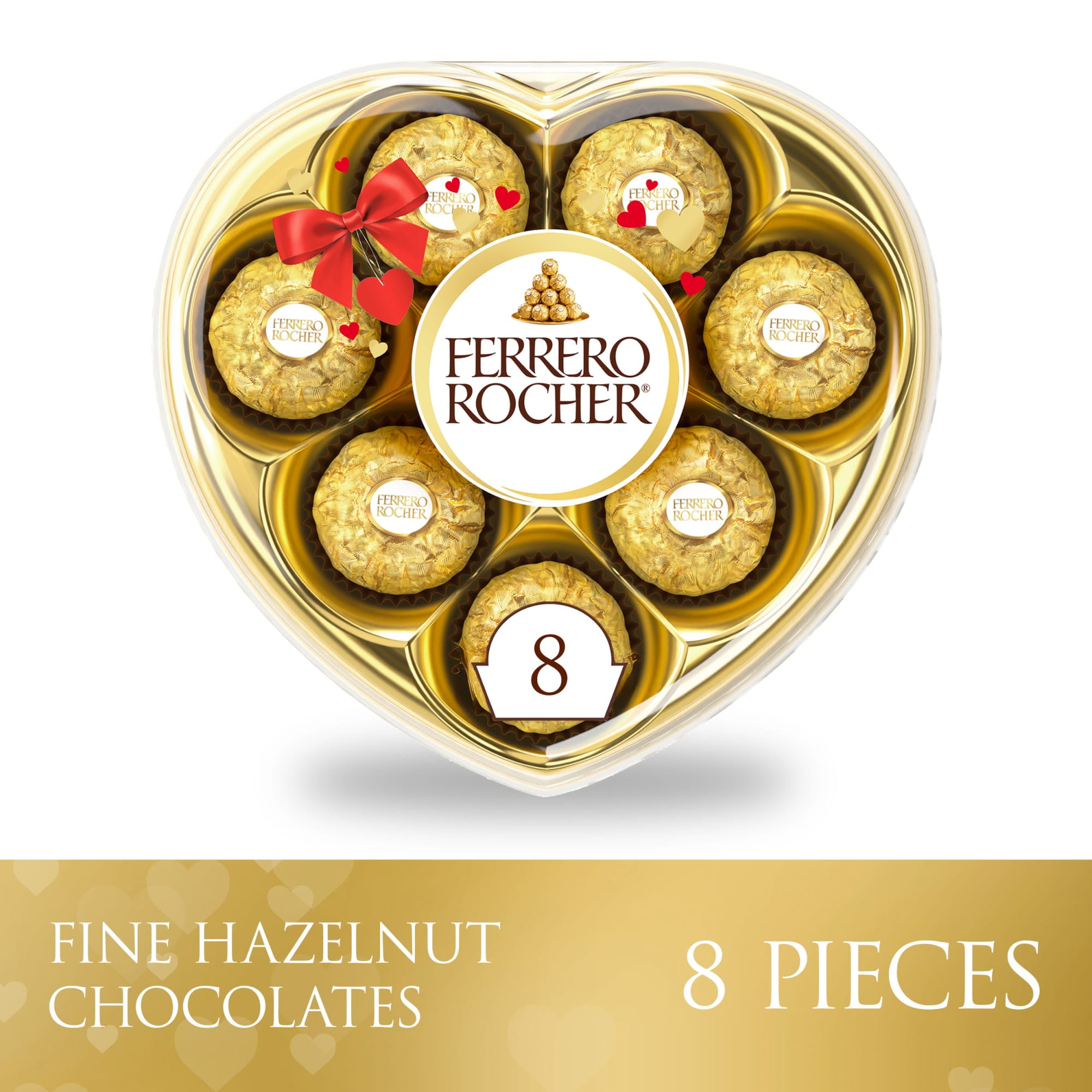 Ferrero Rocher Heart Shaped Milk Chocolate Hazelnut Candy, 3.5 oz, 8 Ct ...