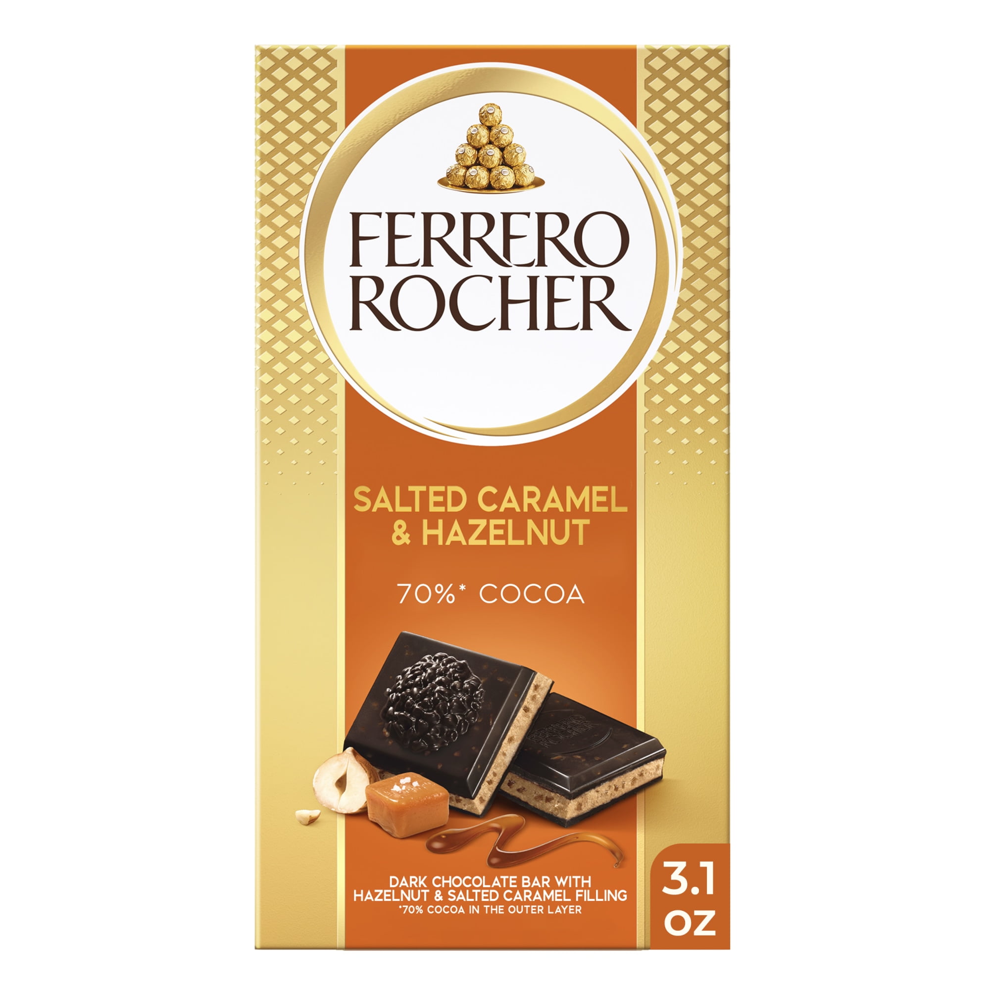 Ferrero Rocher premium chocolate bar, Dark Chocolate Hazelnut and ...