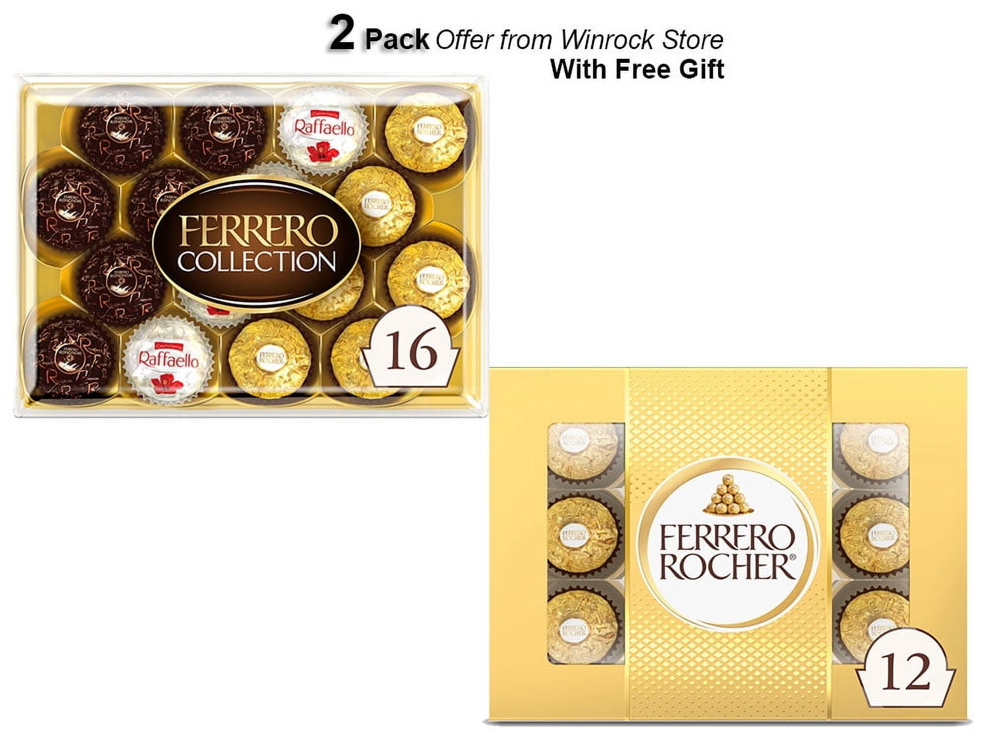 Ferrero Rocher Premium Gourmet Milk Chocolate Hazelnut, Chocolates, 12 ...