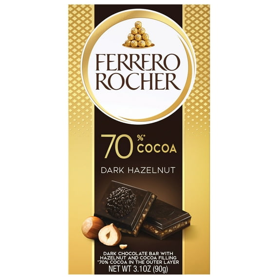 Ferrero Rocher Tablet, 70% Dark Chocolate Hazelnut, 3.1oz - Walmart.com