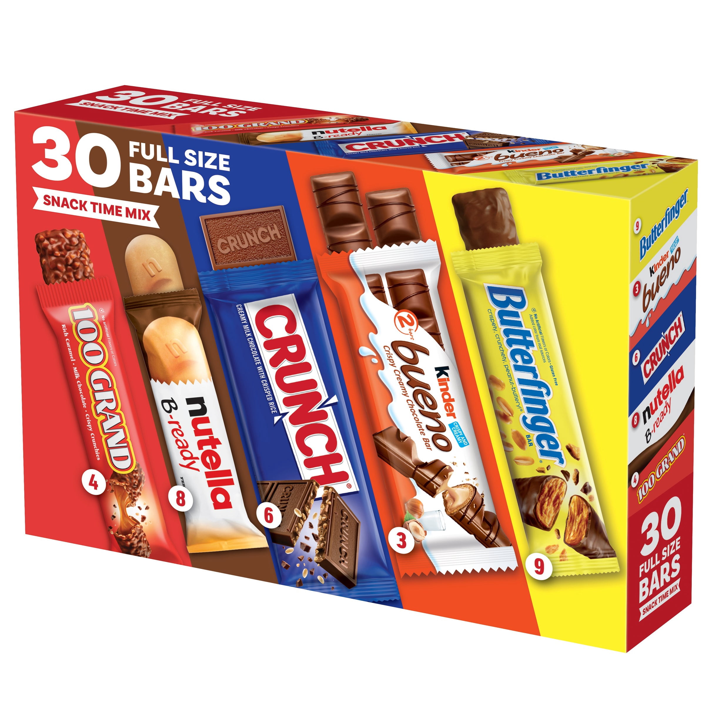 Ferrero Snack Time Mix, 30 Full-Size Candy Bars Assortment (9 ...